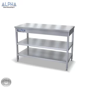 S/S Steel Working-Table with Splash +2 Shelves | Work Table