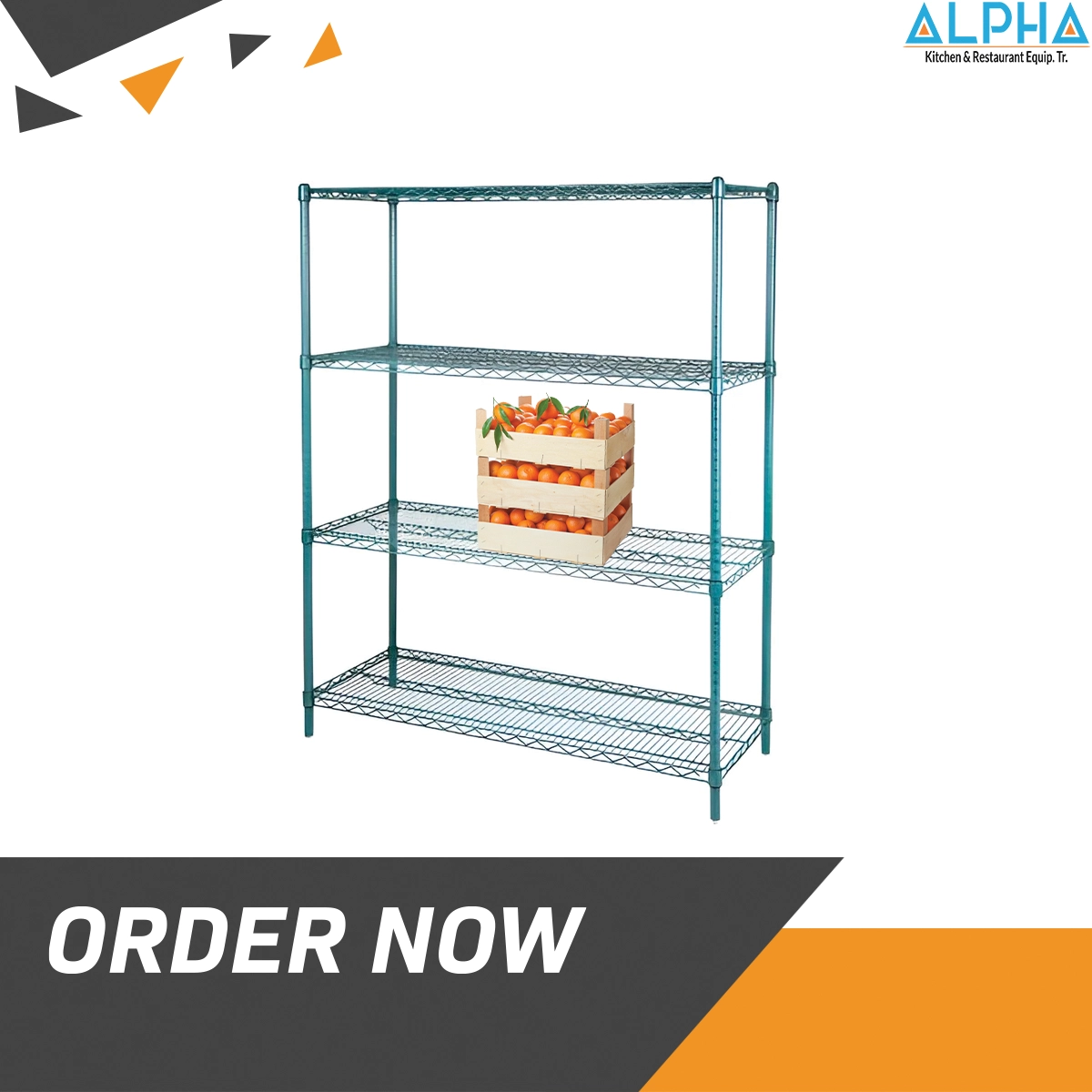 Green Epoxy Wire Shelving 120 | Alpha Kitchen Factory