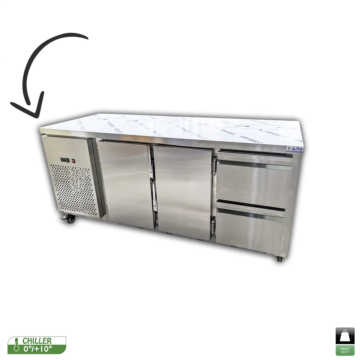 Counter Chiller 2 Doors and 2 Drawers | Top Fridges