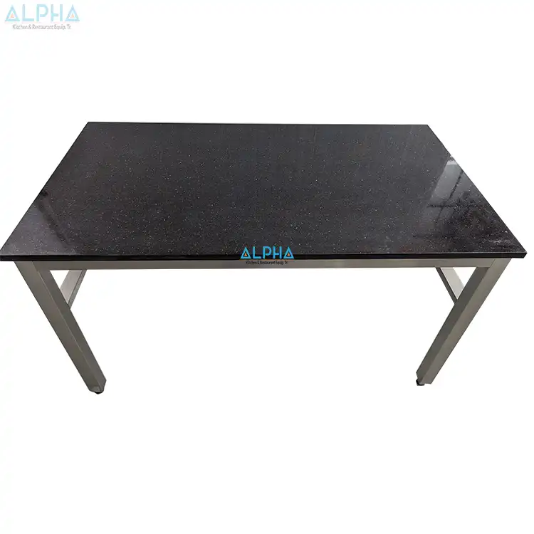 Steel Work Table Marble Top | ALPHA Inox Factory