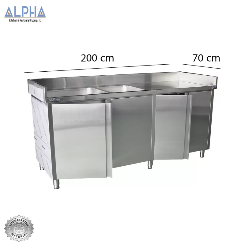 Ss Cabinet with Double Sink | ALPHA Factory | UAE