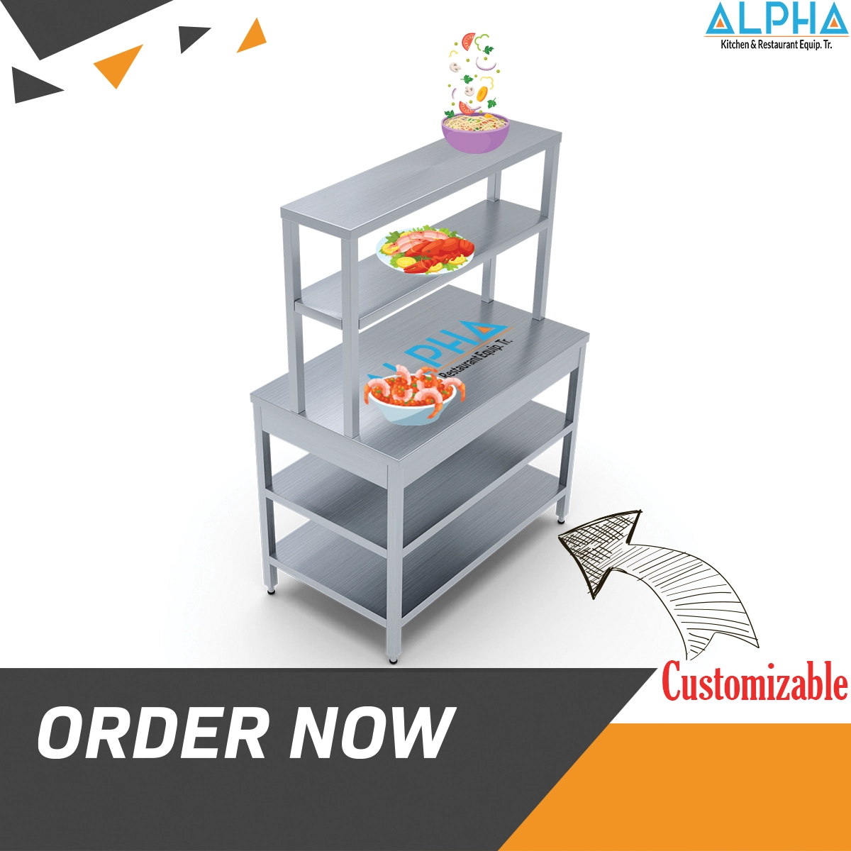 Ss Table with 2 shelves | Best Price in UAE | ALPHA