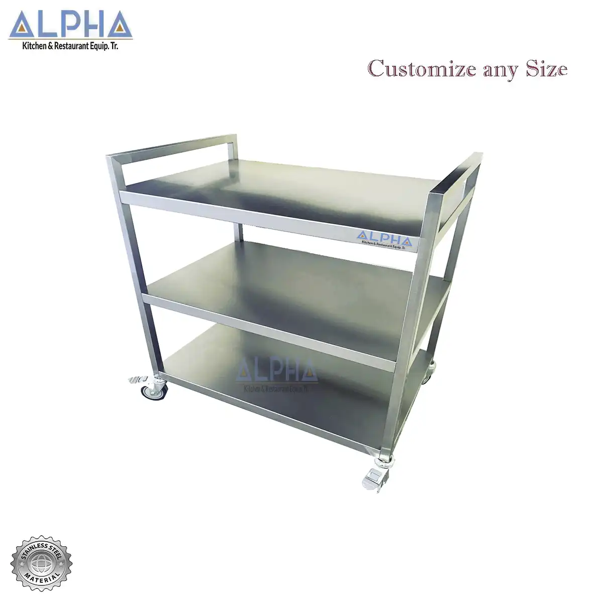 3 Tier Ss Serving Trolley | Stainless Steel Trolleys