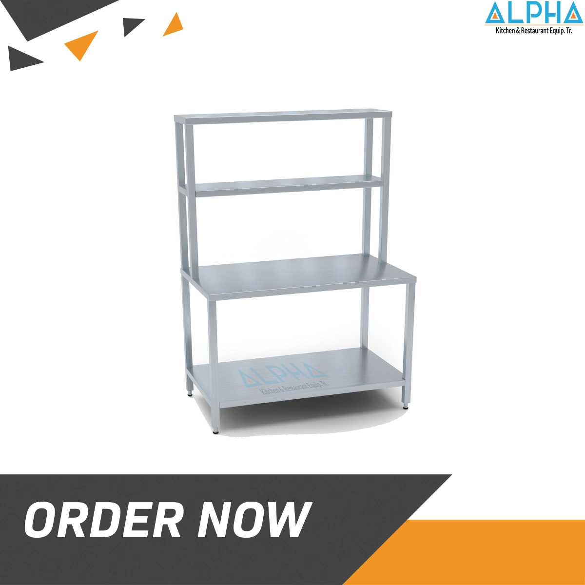 Ss Work Table with 2 Overhead Shelves | UAE | Factory Price