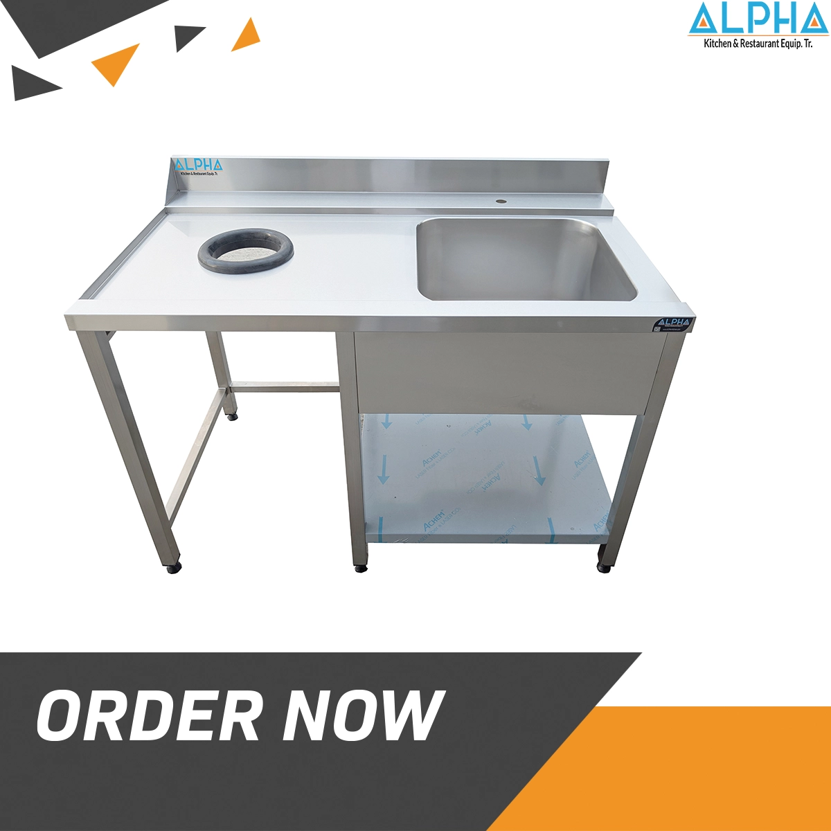 Entry Tables with sink and waste chute | Sinks | stainless sink