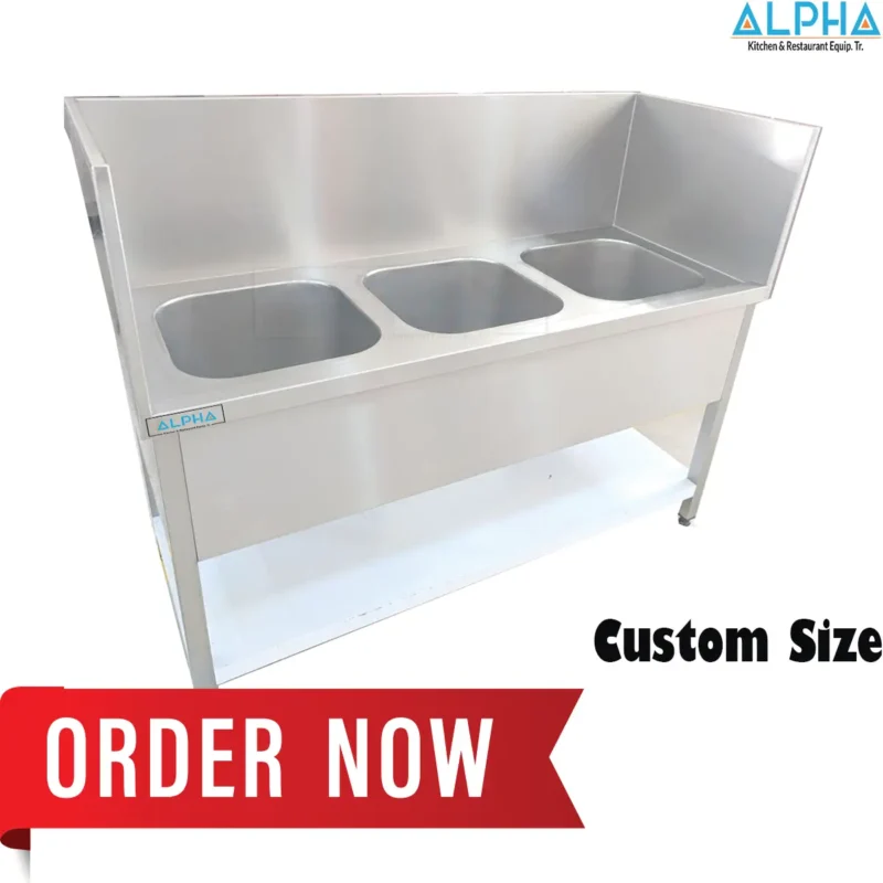3 Bowl Stainless Steel Sink Unit | Alpha Kitchen Equipment